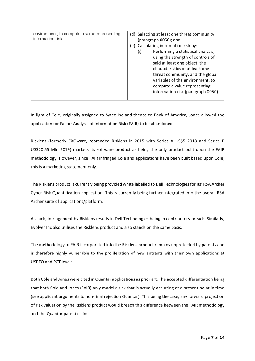 QUANTAR V COMPETITOR PATENTS – Quantar